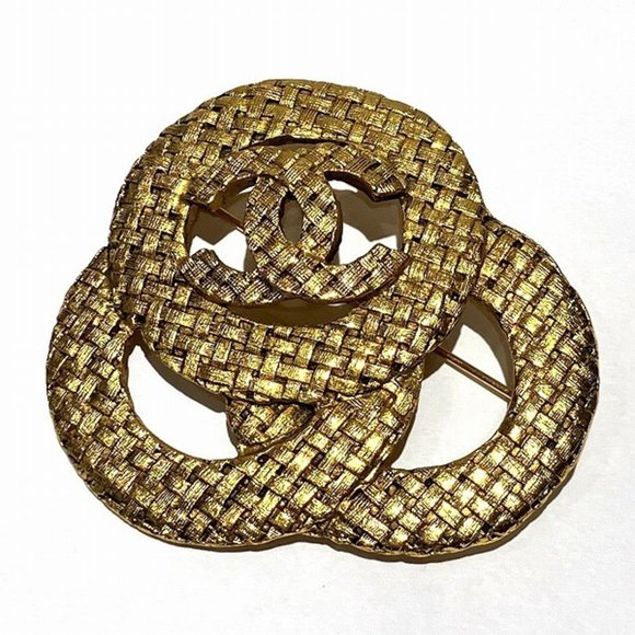 CHANEL | Jewelry | Chanel Coco Mark Circle Brooch Gold Color Womens ...